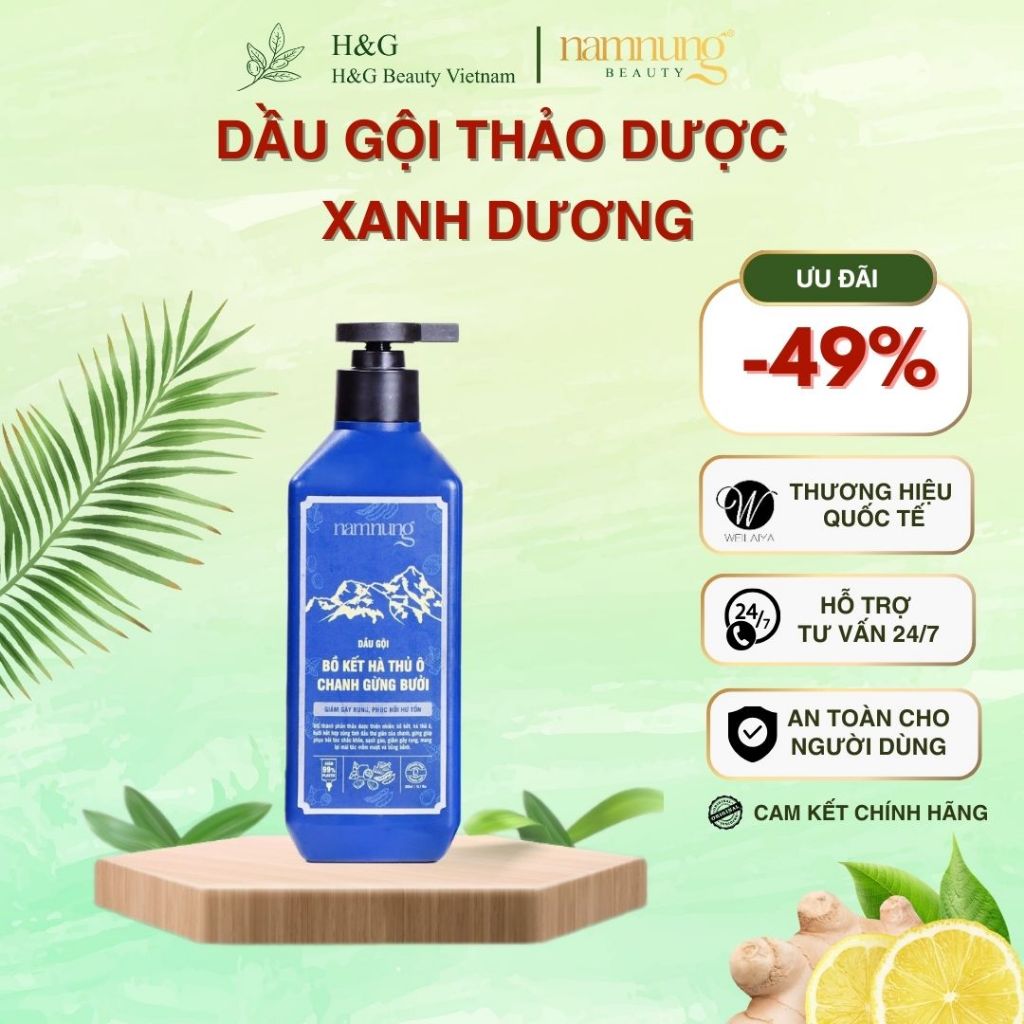 Dầu gội thảo dược Nam Nung xanh dương ngăn ngừa gàu, chống gãy rụng ...