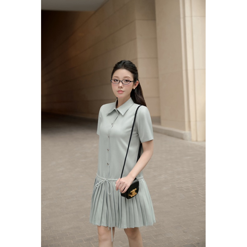 H.E.E - Đầm cổ sơ mi tà váy xếp ly (Ella dress ) | Shopee Việt Nam