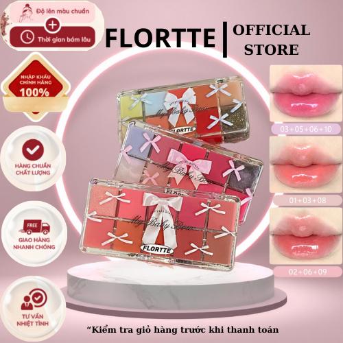 [Hỏa Tốc] Bảng son bóng FLORTTE 10 ô My Baby Bow Kèm Cọ | Shopee Việt Nam