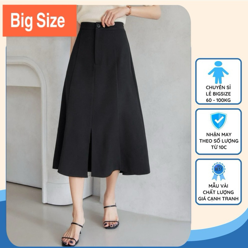 [HÀNG SẴN THỦ ĐỨC- HOẢ TỐC HCM] chân váy bigsize nữ xẻ Chân váy chữ A bigsize dáng dài xoè nhẹ ...