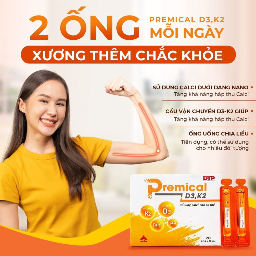 Dung dịch uống Premical D3-K2 Bổ sung calci giúp xương chắc khoẻ (Hộp 4 ...