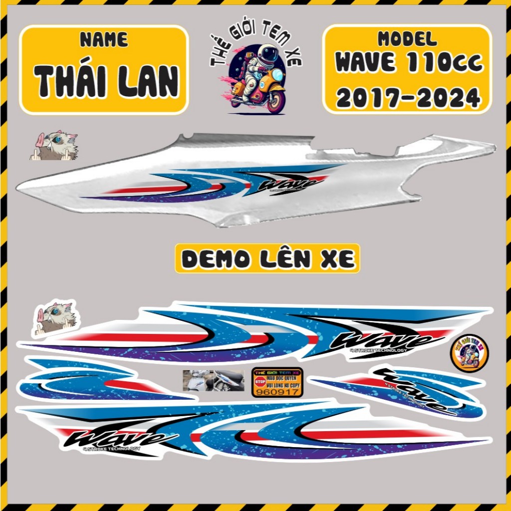 Tem WAVE 110 Mẫu Thái Mới PVC 3 Lớp Chống Nước Chống Phai Màu Giá 1 Bộ ...