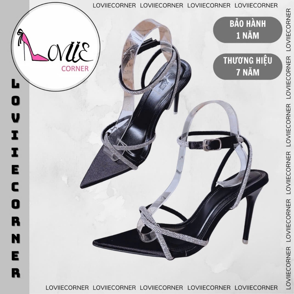 LOVIIECORNER - GIÀY CAO GÓT MŨI NHỌN ĐÍNH ĐÁ - GUỐC CAO GÓT ĐI TIỆC ...