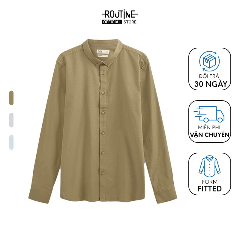 Áo Sơ Mi Nam Tay Dài Oxford Trơn Form Fitted - Routine 10F22SHL002CR1 | Shopee Việt Nam