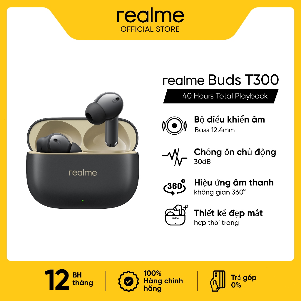 Tai nghe realme Buds T300, bộ điều khiển âm bass 12.4mm, hàng chính hãng - Nghe Nhạc, Nhét Tai ...