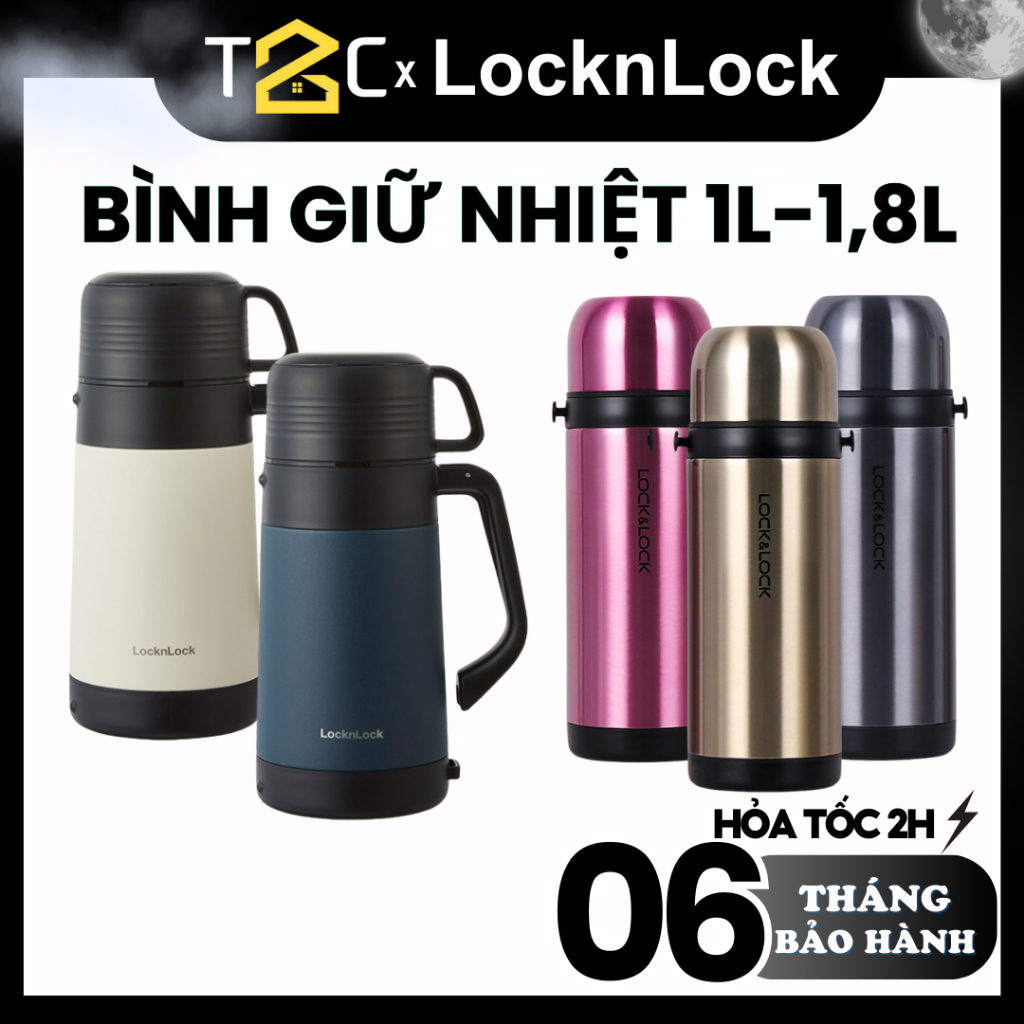 Bình Giữ Nhiệt To 1L- 1.2L -1.8L LocknLock Nắp Cốc , Phích Có Dây Quai LHC1484, LHC1485, LHC1439 ...