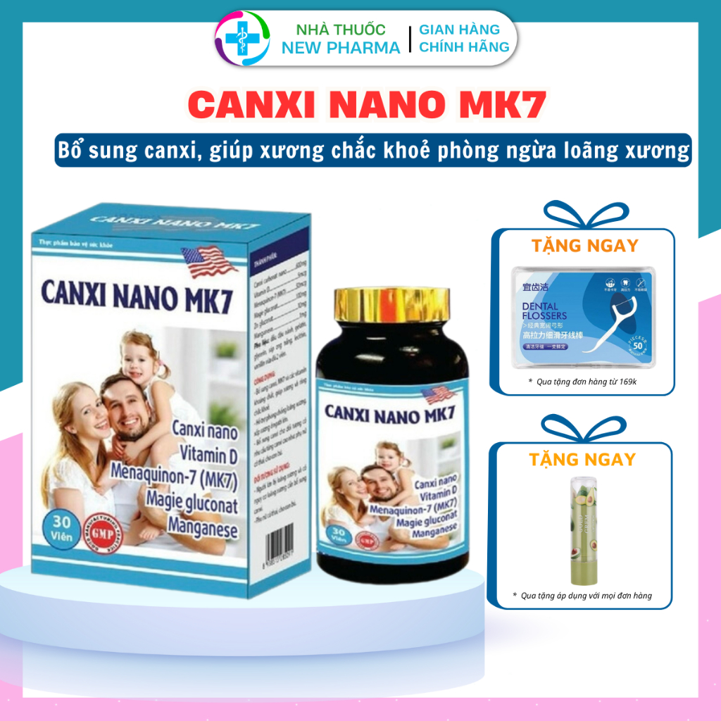 Canxi Nano MK7 Bổ Sung Canxi,MK7,Vitamin Phụ Nữ Có Thai, Phát Triển Hệ Xương, Giảm Loãng Xương ...