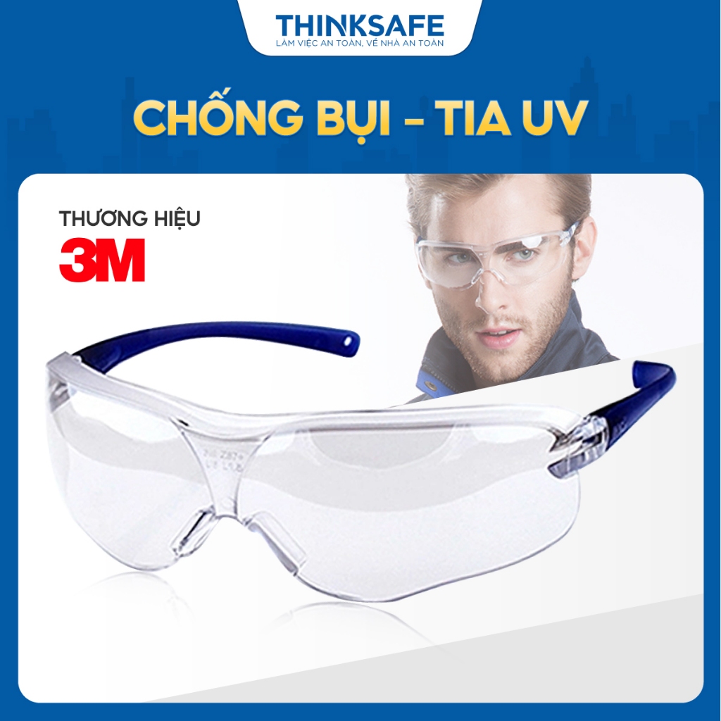 Kính bảo hộ 3M V34 chống bụi, kính chống tia UV, mờ sương, màu trắng ...