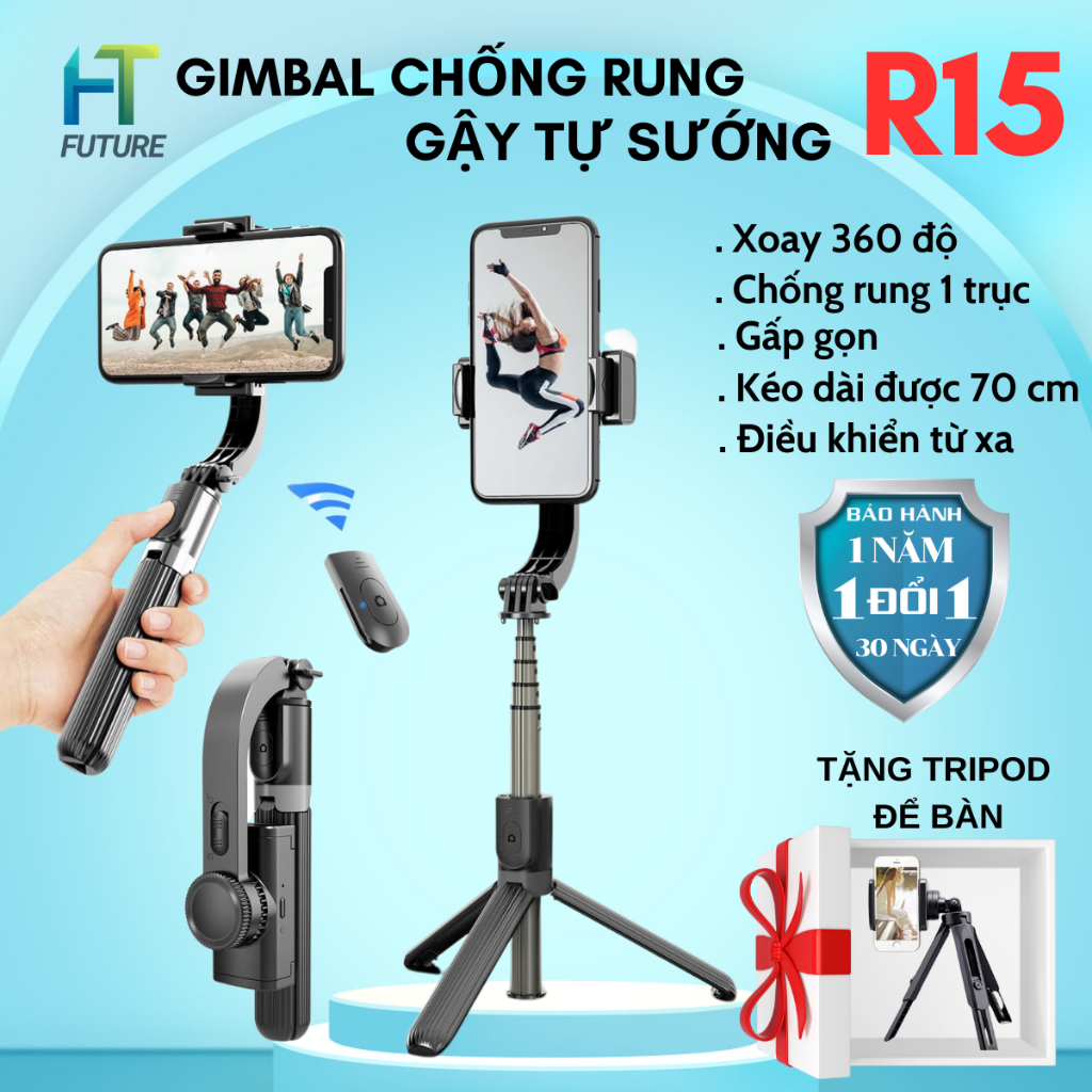 Gimbal R15, Tay Cầm Chống Rung Cho Điện Thoại Có Điều Khiển Từ Xa Hỗ Trợ Đa Dòng Điện Thoại ...