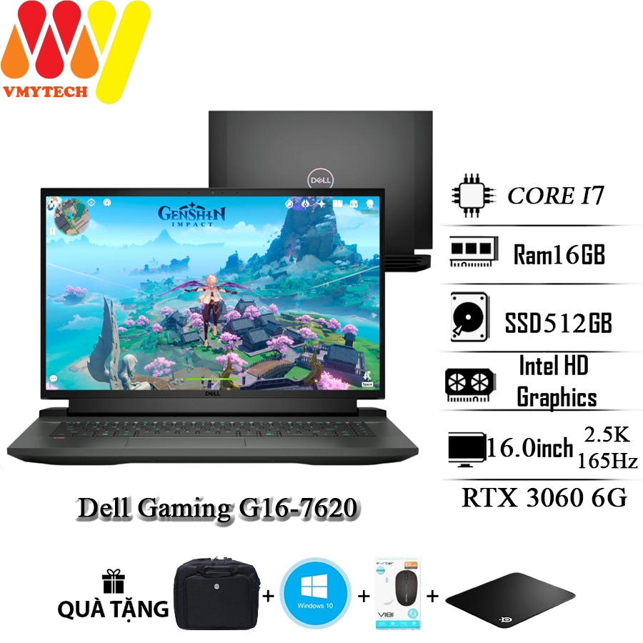 Laptop Dell Gaming G16-7620, Core i7-12700Hx, Ram 16GB, SSD 512GB, RTX 3060 6GB, màn hình 16inch ...