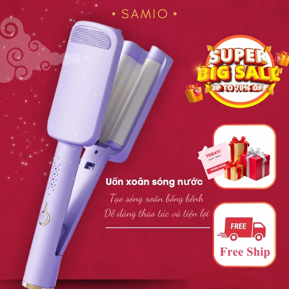 Máy Uốn Tóc Hippie Trục Uốn 32mm Bản Pro 2025 Thiết Kế 3 Trục, Máy Dập Xoăn Sóng Rãnh Sâu Chất ...