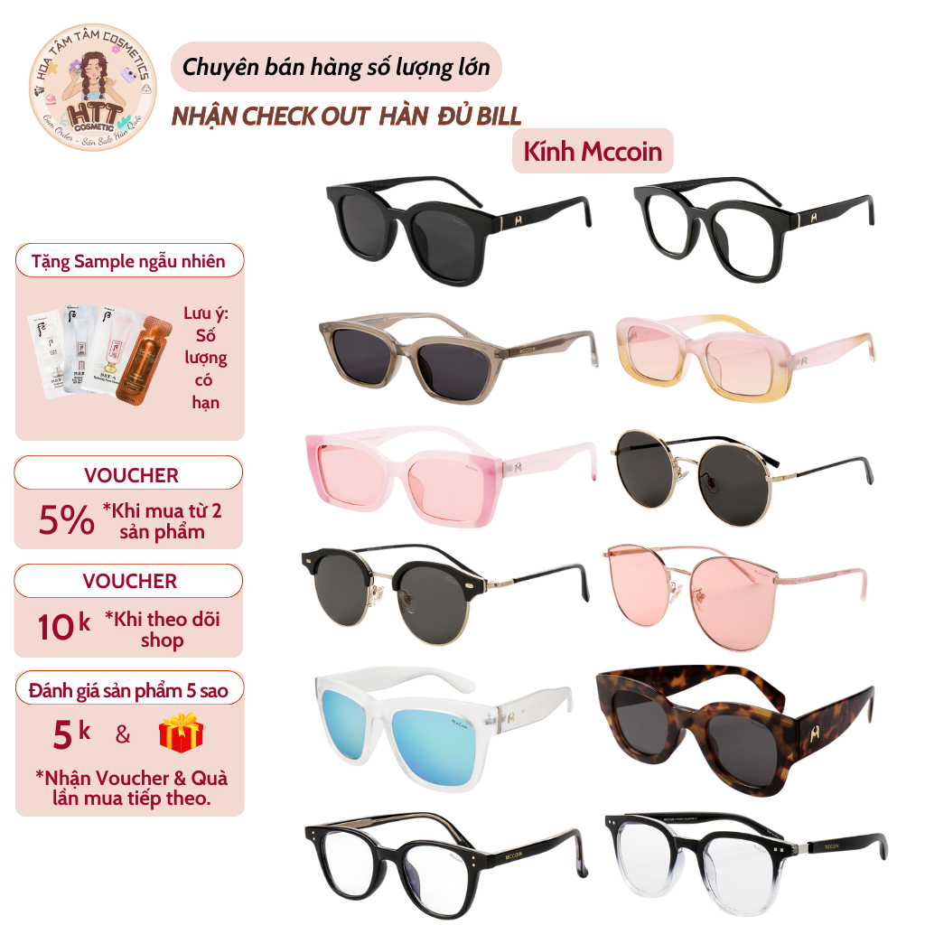Kính thời trang unisex Mccoin Hàn Quốc Nam & Nữ kính râm đi biển chống ...