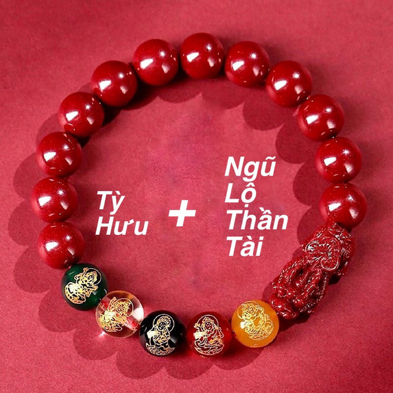 Vòng tay ngũ lộ thần tài và tỳ hưu chu sa thu hút tài Lộc , bình an ...