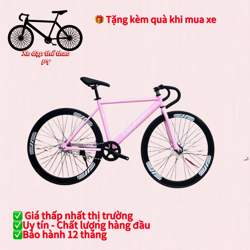 Xe đạp thể thao Fixed Gear &Single Speed màu hồng phấn, vành 4 phân ...