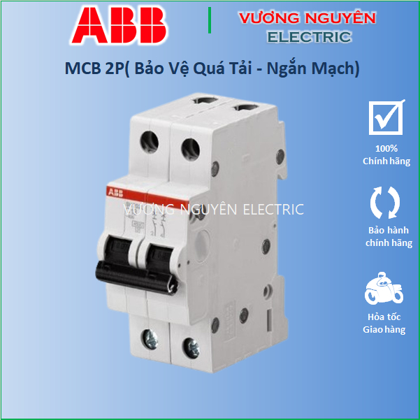 MCB 2P 2 Pha ABB CB Tép Bảo Vệ Quá Tải Ngắn Mạch SH202 6kA 6A 10A 16A 20A 25A 32A 40A 50A 63A ...
