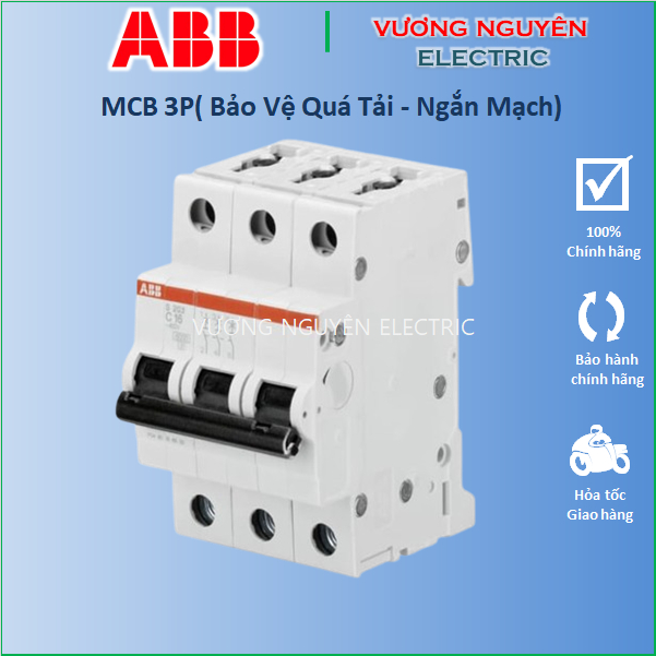 MCB 3P 3 Pha ABB CB Tép Bảo Vệ Quá Tải Ngắn Mạch mã SH203 6kA 6A 10A ...
