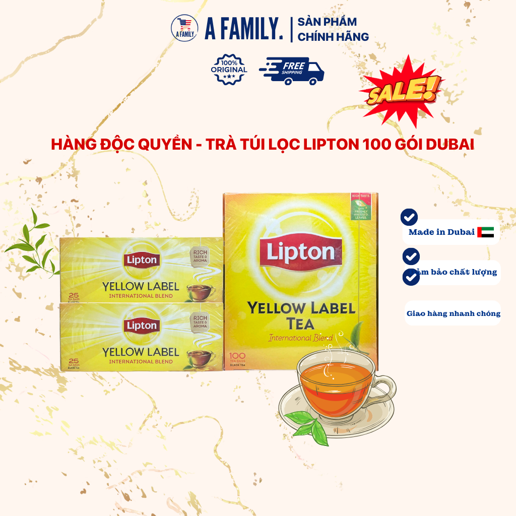 ( SALE XẢ KHO DATE 10/2025 ) Trà Túi Lọc Lipton Nhãn Vàng 25 gói - Made in Dubai | Shopee Việt Nam