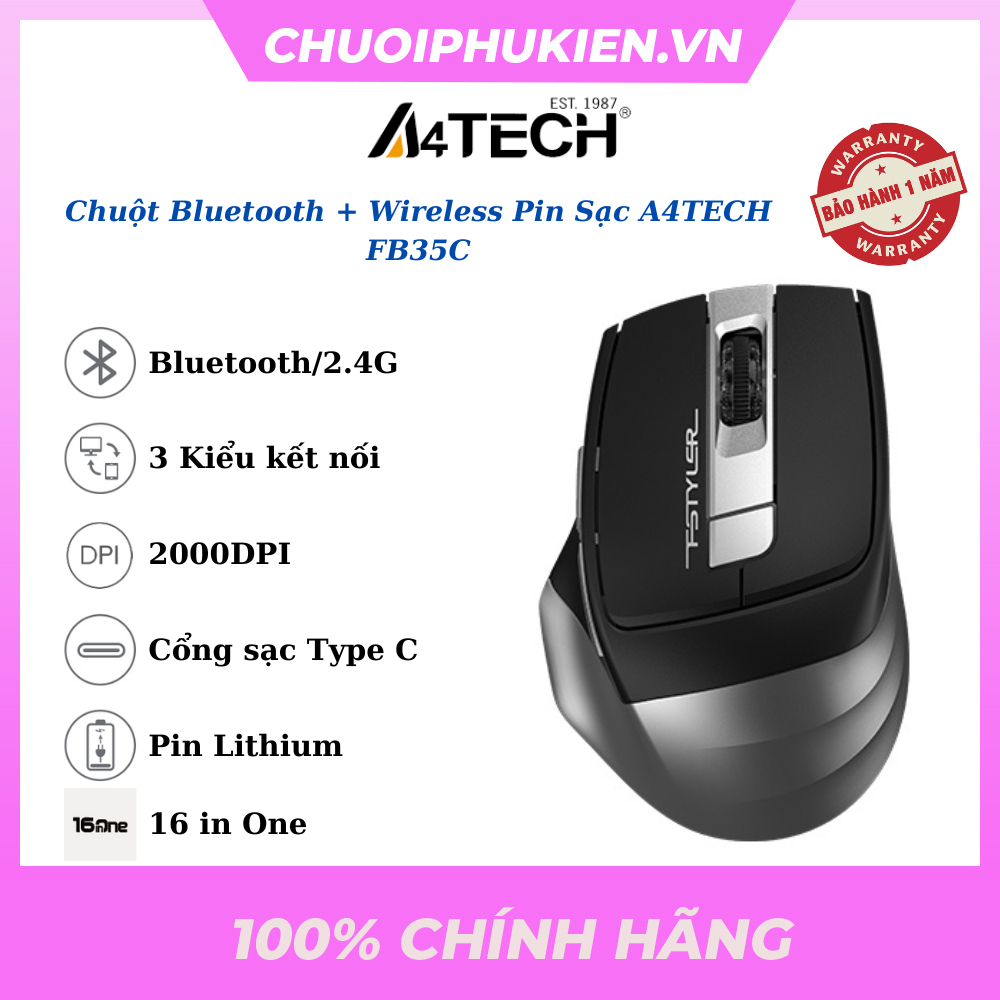 Chuột Bluetooth + Wireless Pin sạc qua cổng typec A4TECH FB35C - Hàng Chính hãng | Shopee Việt Nam