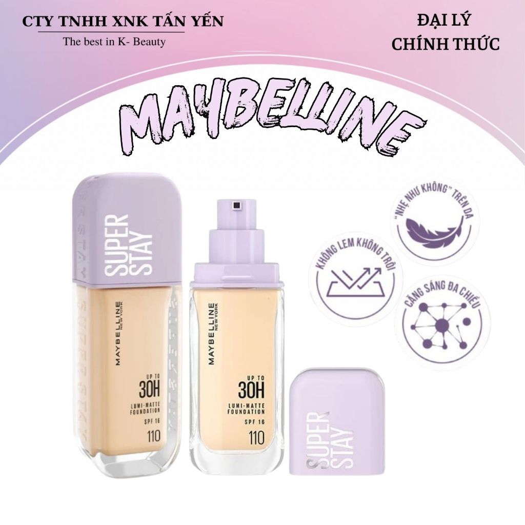 [TÍM] Kem Nền Maybelline Super Stay Up To 30H Lumi Matte Foundation SPF16 PA+++ 35ml | Shopee ...