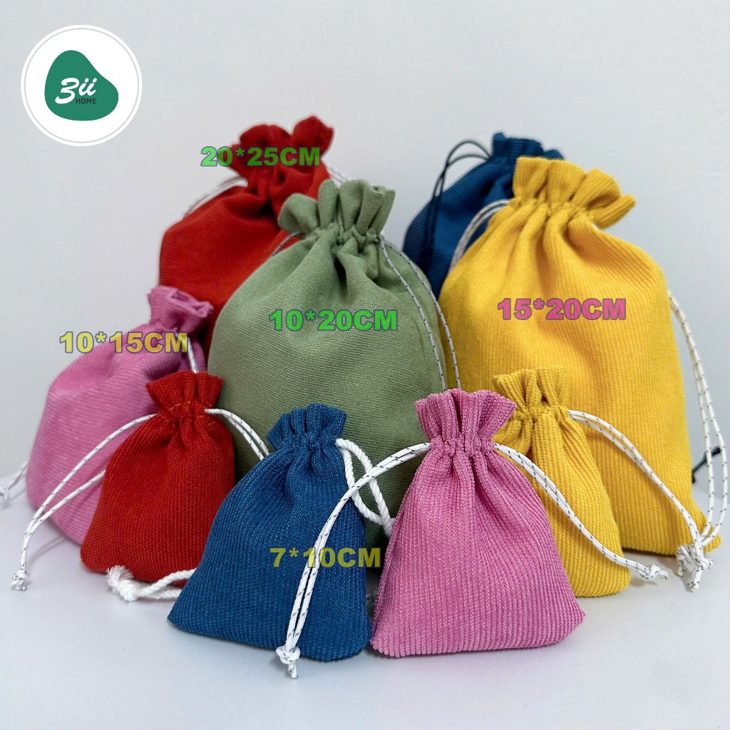 Túi dây rút mini Túi dây rút vải nhung tăm 3II HOME đựng mỹ phẩm trang ...
