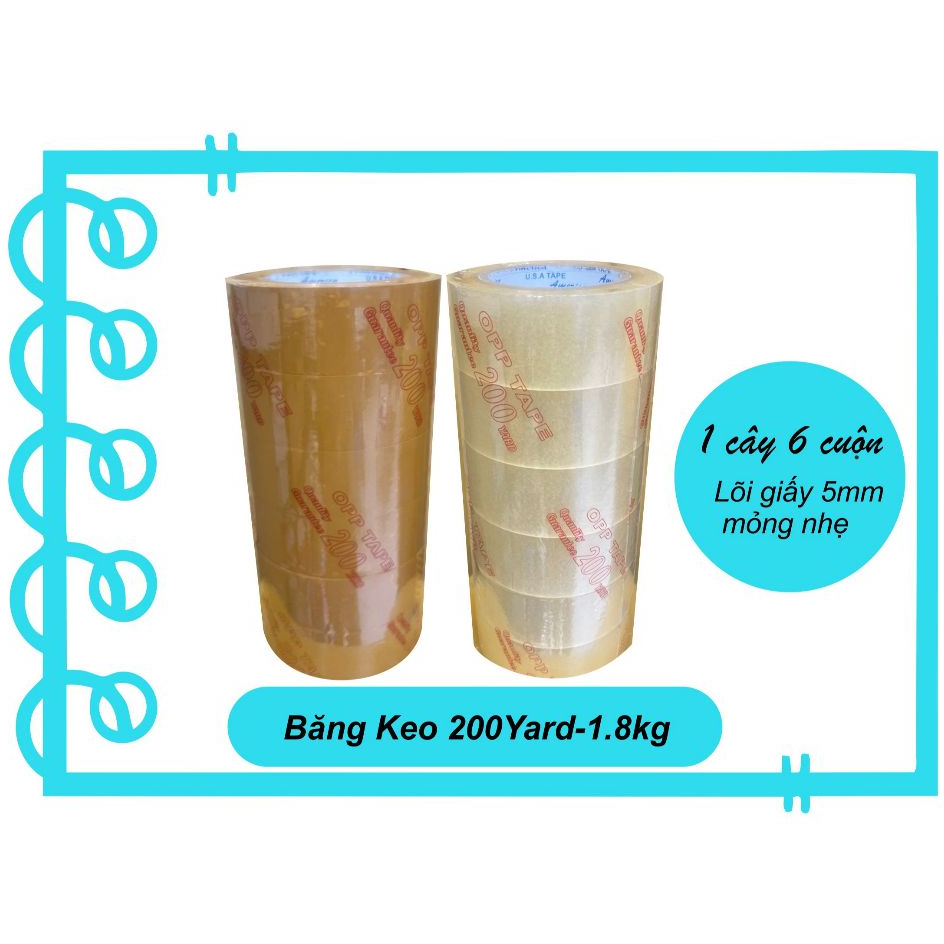 Băng Keo 200Y-1.8kg/Cây Trong/Đục ( 1 cây 6 cuộn) | Shopee Việt Nam