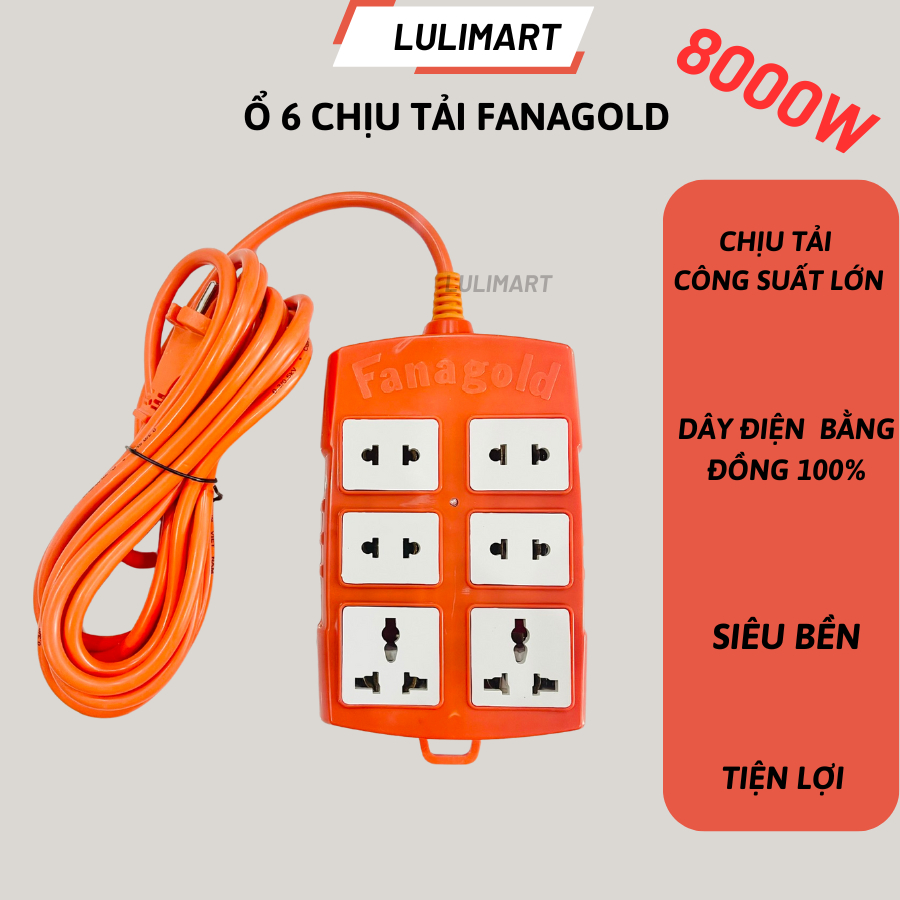 Ổ Cắm 6 Lỗ Fanagold Chịu Tải 8000w Dây Dài 5M và 3M | Shopee Việt Nam