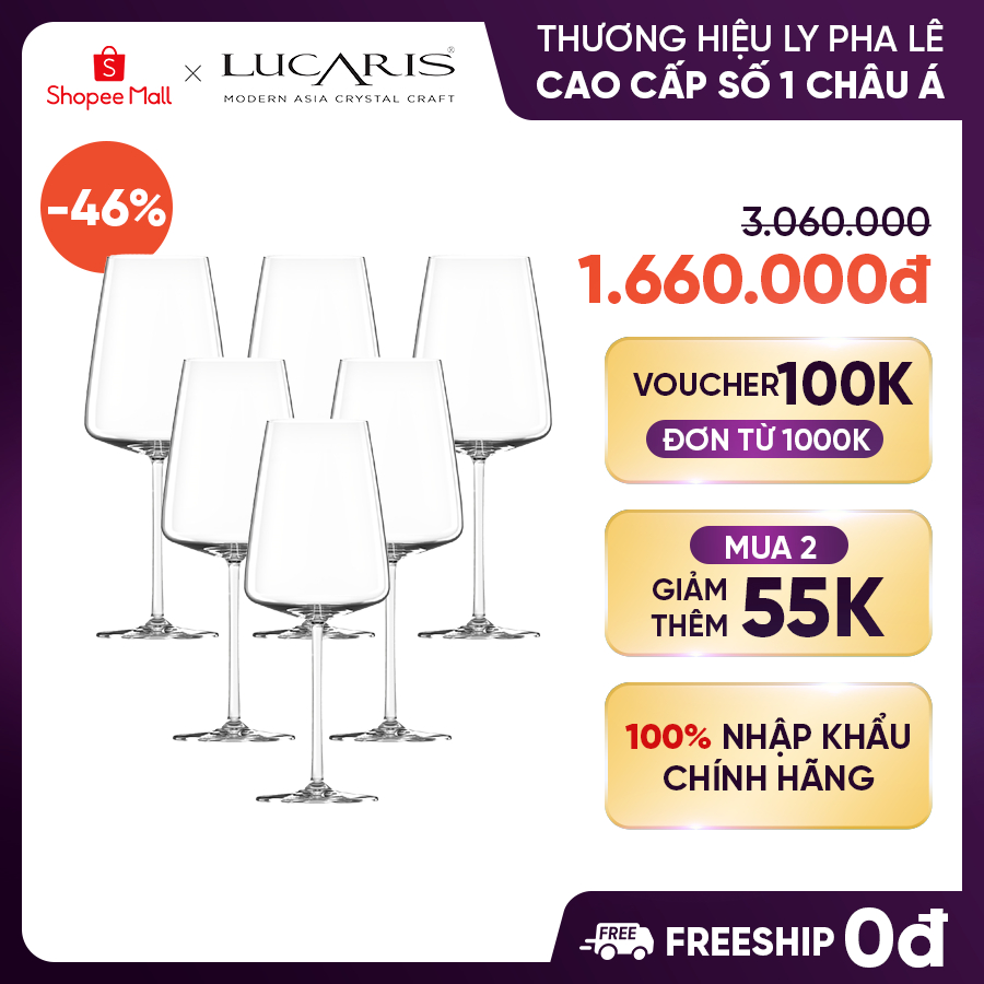 [BỘ SƯU TẬP MỚI] Bộ Cốc Pha Lê Không Chì Cao Cấp Lucaris MUSE Bordeaux 770ml - MUSE LS21BD27 ...