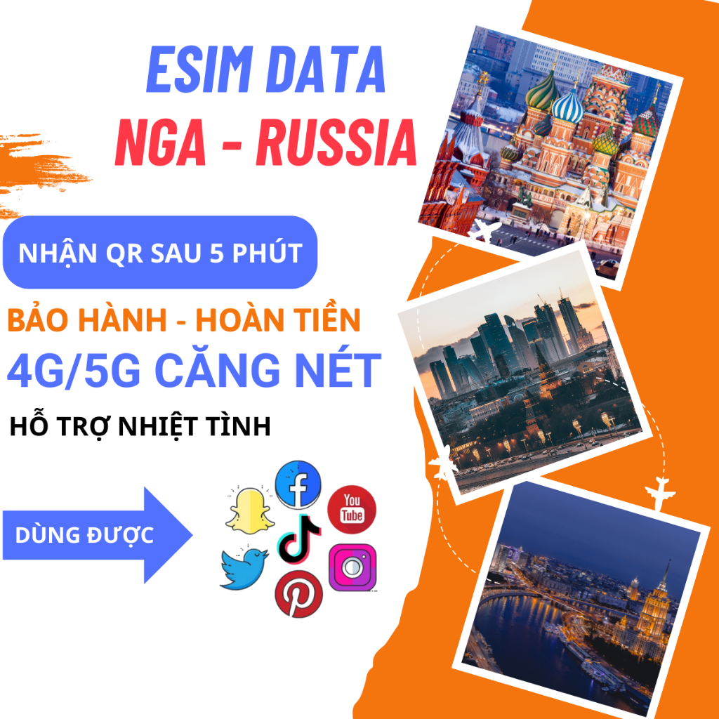 [MegaFon] eSIM du lịch quốc tế NGA - RUSSIA, 4G/5G tốc độ cao, không ...