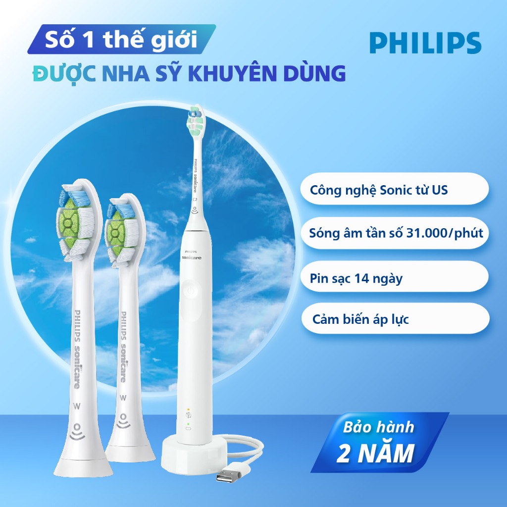 Bộ bàn chải điện Philips HX3671/23 và 2 đầu bàn chải thay thế HX6062/67 ...