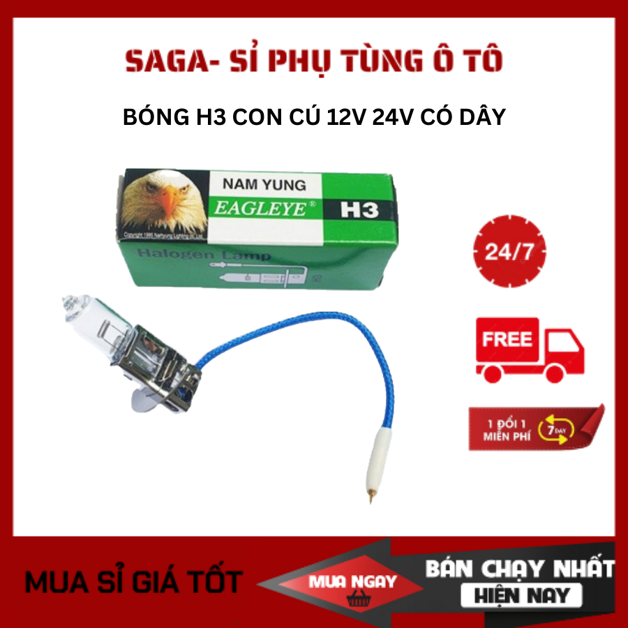 Bóng H3 con cú 12V -55W, 24V- 70W . Bóng đèn ô tô H3 có dây | Shopee Việt Nam