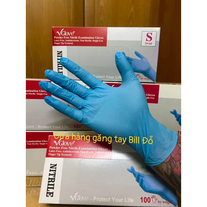 Hộp 100 CÁI Găng Tay Nitrile KHÔNG BỘT VGLOVE MÀU XANH (BLUE) 4.0G ...