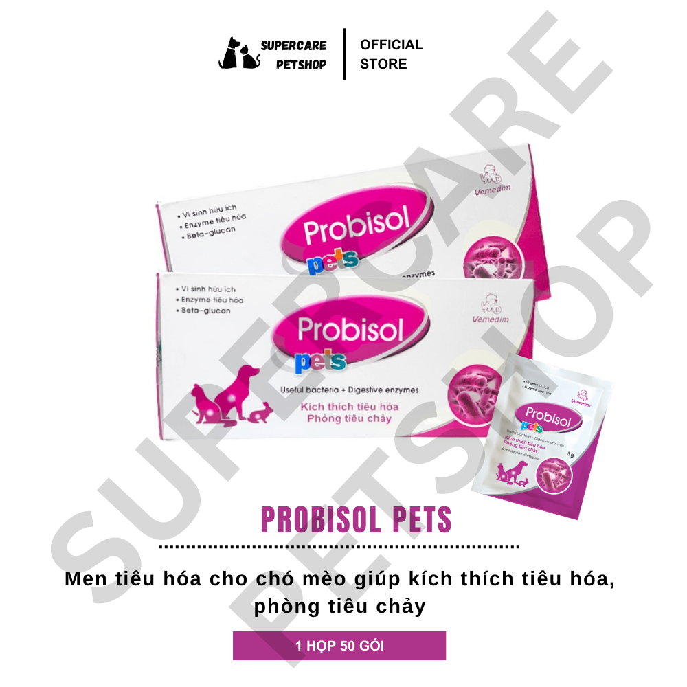 1 Hộp (50 gói ) men tiêu hóa chó mèo Vemedim Probisol Pets 5gr giúp ...