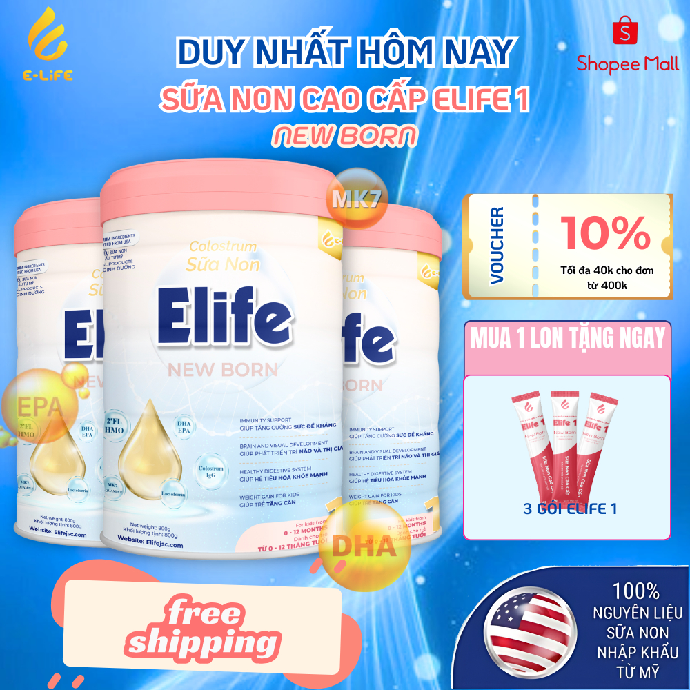 Sữa Non Elife 1 New Born (800g) Cho Trẻ Từ 0 - 12 Tháng Giúp Tăng Cường Miễn Dịch Và Sức Đề ...