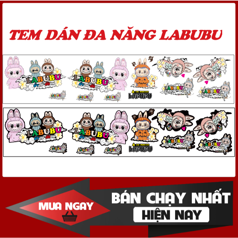 Tem rời Labubu dán xe dán được tất cả các dòng xe máy,xe điện,tủ lạnh v ...
