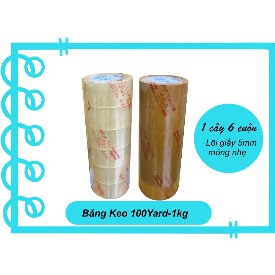 Băng Keo 100Y-1kg/Cây Băng Dính Gói Hàng Trong Hoặc Đục ( 1 cây 6 cuộn) | Shopee Việt Nam
