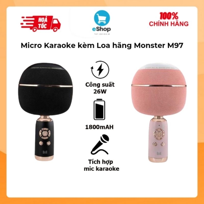 Micro Karaoke kèm Loa hãng Monster M97 ( Mỹ ), 26W, Bluetooth 5.0 , TWS ...