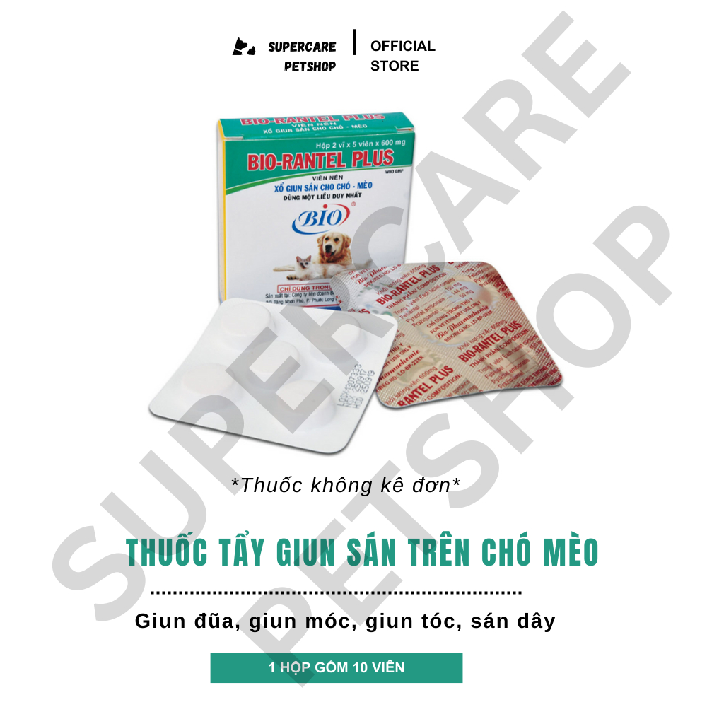 Thuốc tẩy giun sán trên chó mèo lớn Bio Rantel Plus - 1 hộp 10 viên ...