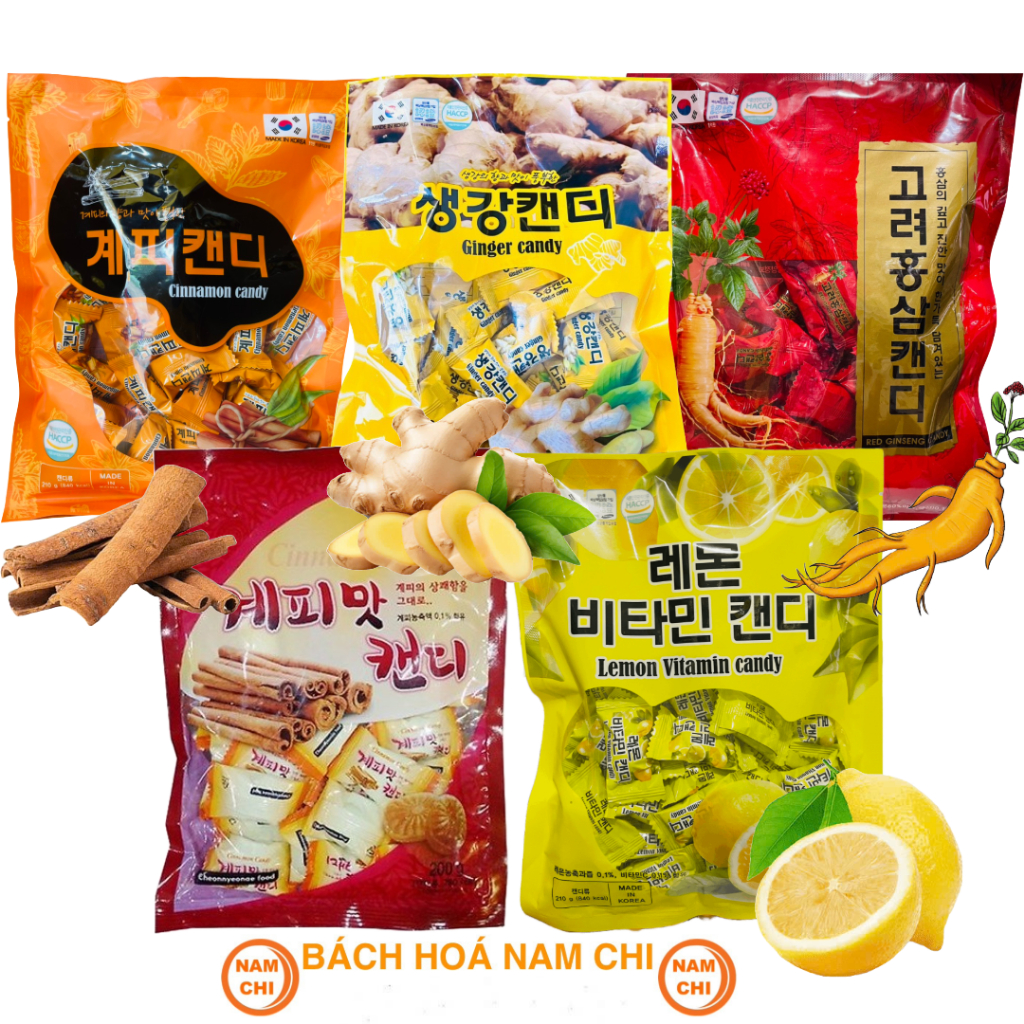 [5 LOẠI] Kẹo Ngậm Hàn Quốc HỒNG SÂM | QUẾ | GỪNG | CHANH 200G | 210G - Kẹo Nhập Khẩu | Shopee ...