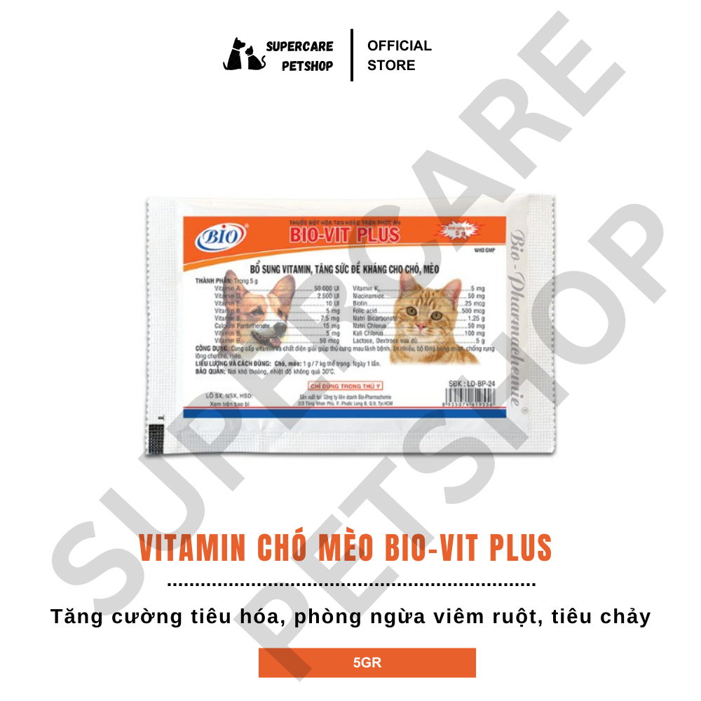 Bio Vit Plus 5 gr bổ sung vitamin & tăng sức đề kháng cho chó mèo ...