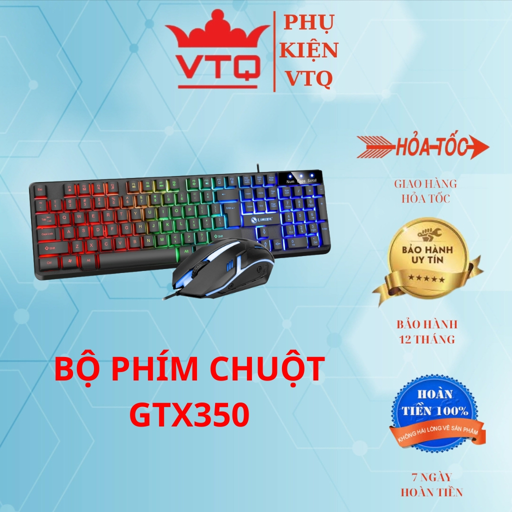 Bộ Bàn Phím và Chuột Gaming Có Dây GTX 350 Giả Cơ Led RGB 7 Màu Phản ...