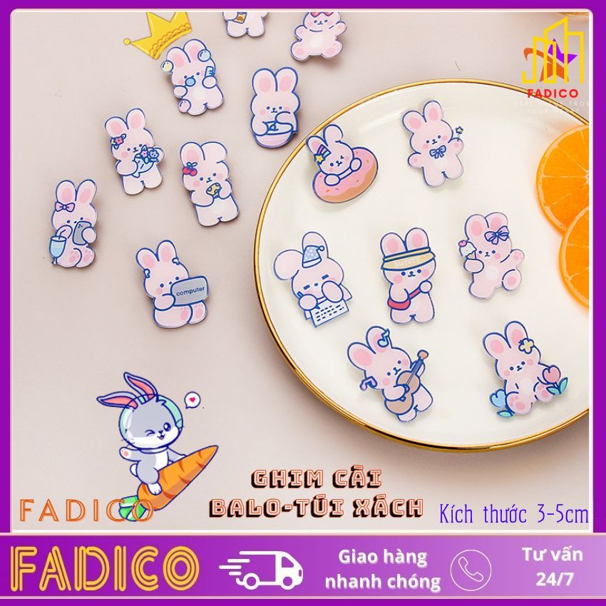 Ghim cài balo túi xách,trâm cài áo, túi xách balo hình THỎ HỒNG dễ ...