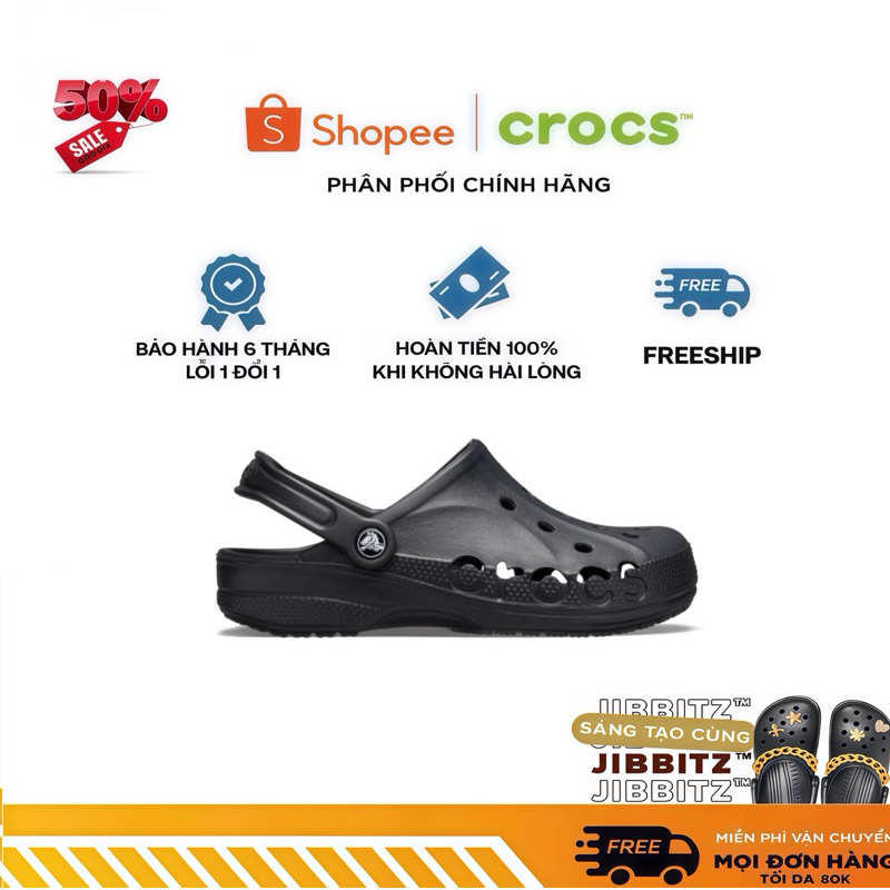 [ CHÍNH HÃNG ] GIÀY CLOG UNISEX CROCS BAYA - BLACK-freeship | Shopee Việt Nam