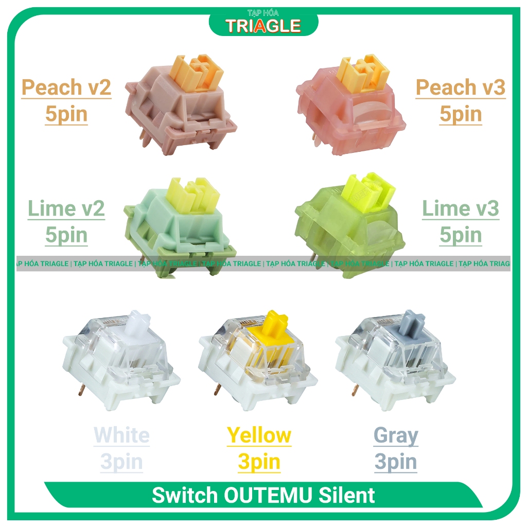 [Combo Gói] Switch Silent - switch im lặng - Outemu Peach | Lime | Gray | White | Yellow ...