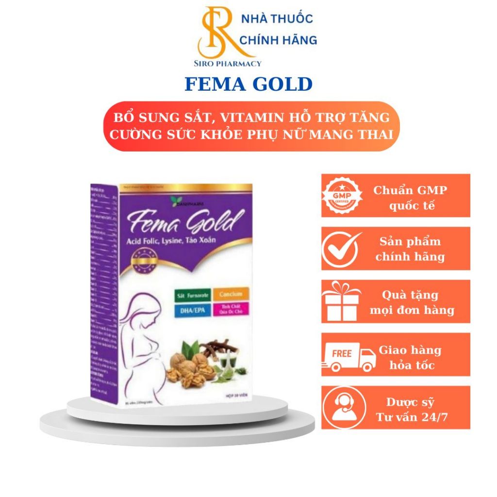 Bổ bầu Fema Gold bổ sung vitamin, khoáng chất, sắt, canxi cho thai nhi ...