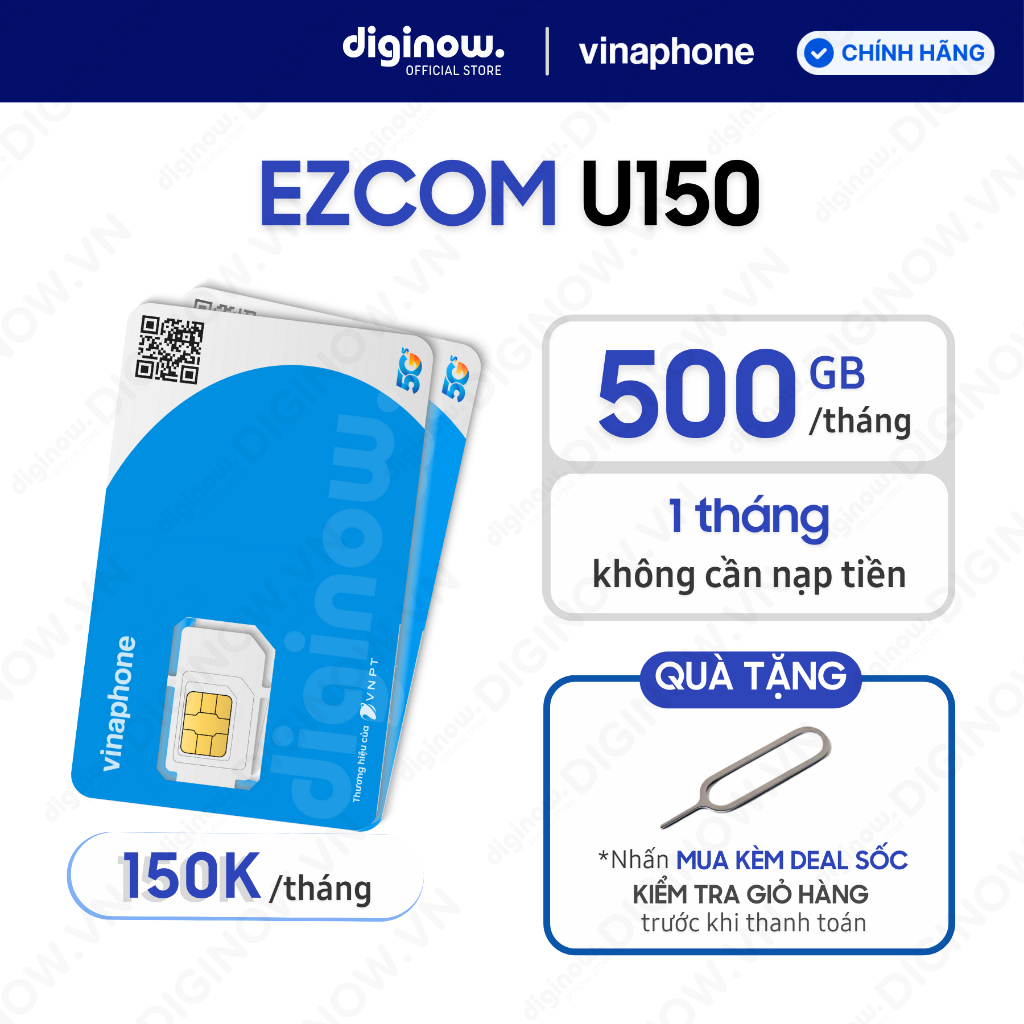 Sim 5G/4G Vinaphone U150 có 500GB/tháng - Có eSIM - Miễn phí 1 tháng | Shopee Việt Nam