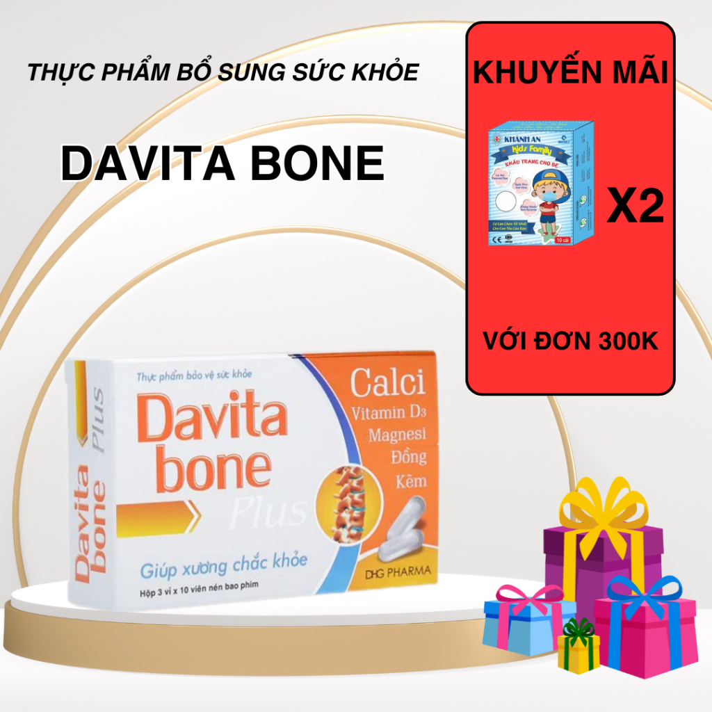 DAVITA BONE PLUS - Bổ Sung Canxi Và Vitamin D Cho Xương Chắc Khỏe (Hộp ...