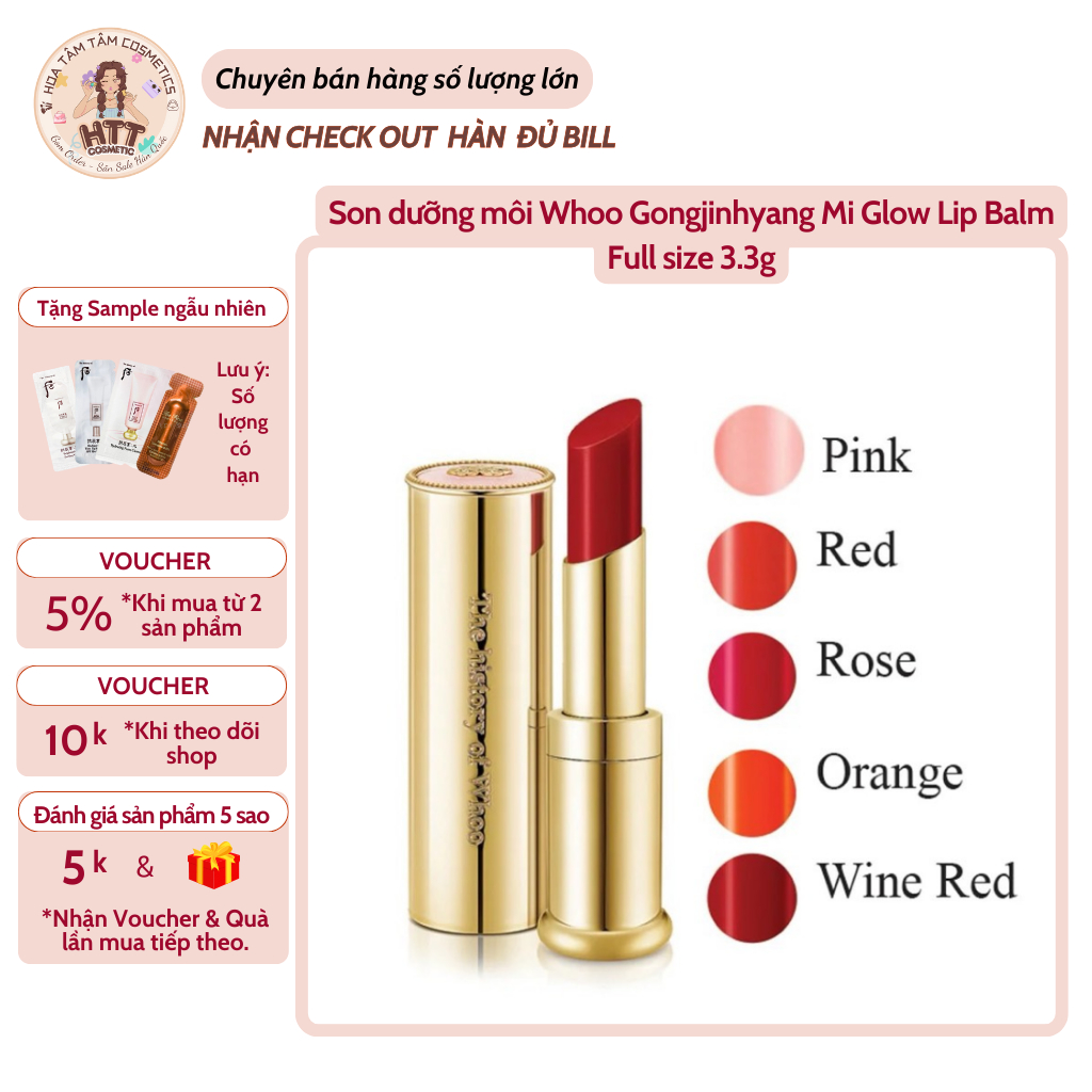 Son dưỡng môi Whoo Gongjinhyang Mi Glow Lip Balm Full size 3.3g giảm nẻ khô môi | Shopee Việt Nam