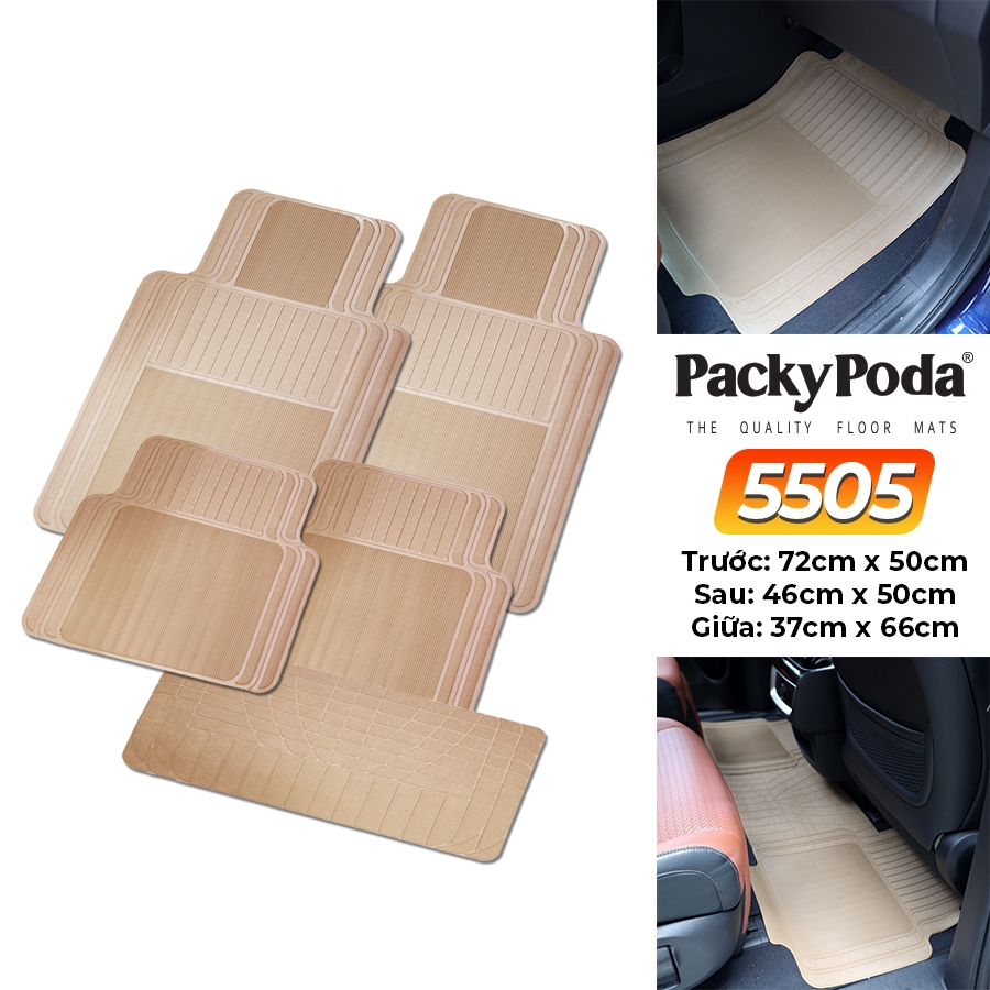 Bộ Thảm Lót Sàn Ô Tô PACKY PODA 5505 Màu Kem 4 Chỗ - Nhập Khẩu Chính ...