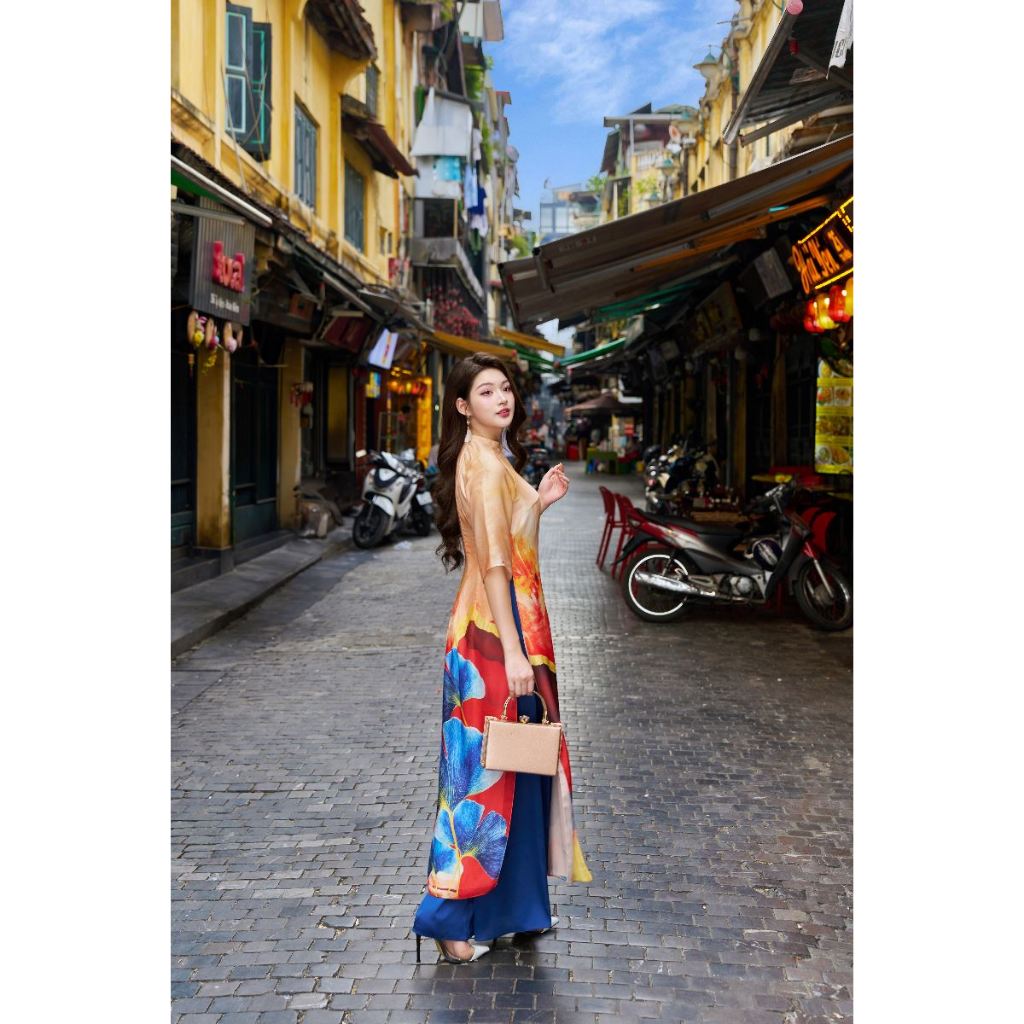 Áo dài cách tân tay lỡ phối tà ngắn AD191 | Shopee Việt Nam