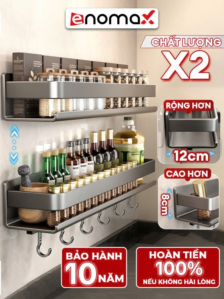 Kệ đựng gia vị Enomax để đồ nhà bếp đa năng, chất liệu Thép Carbon ...